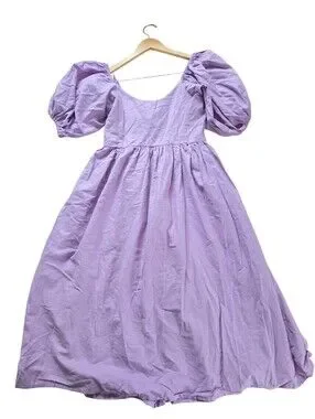 ELF | Dresses | 0 Linen Elf Lavender Puffsleeve Midi Dress | Poshmark
